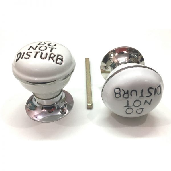 CERAMIC MORTISE DOOR KNOB”DO NOT DISTURB” SILVER OUTLINE – Rock Metal Craft
